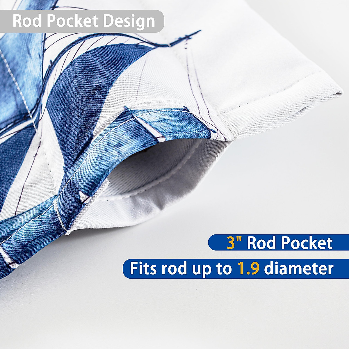 DriftAway Harbor Sailboat Ocean Print Blackout Thermal Insulated Window Curtain Valance Rod Pocket 52 Inch by 18 Inch Plus 2 Inch Header Navy