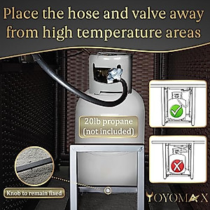 Yoyomax 44-Inch Black Glass Top Firepit Table 60,000 BTU Flame, Hand Weave Rattan, Aluminum Frame, Wind Guard, Waterproof Cover & Fire Beads, Outdoor Fire Table for Patio, Garden, Resto Hotel