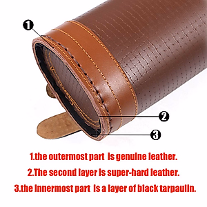 TOPARCHERY Traditional Shoulder Back Quiver Bow Leather Arrow Holder with Large Pouch Handmade Straps Belt Bag Brown