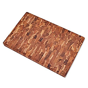 Weekolor, Large Butcher Block Cutting Board, Teak Wood End Grain, Thick Prep Station 23x15x1.5 in, Juice Groove, Reversible Charcuterie Board, Vegetable, Bread, Fruit, Cheese Board
