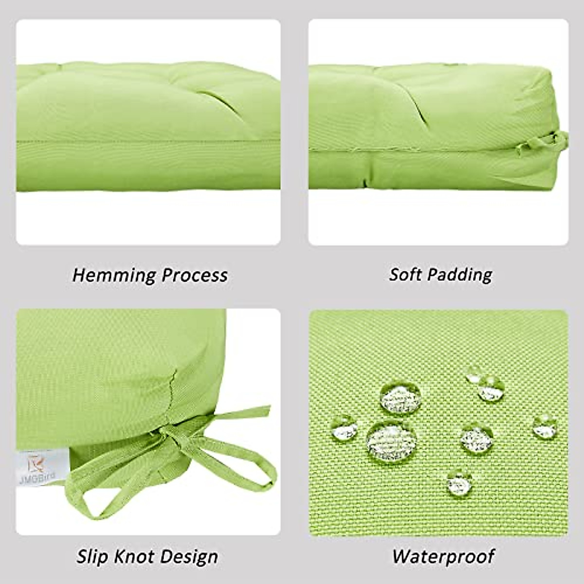 JMGBird Outdoor Chair Cushions, Pack of 2 Patio Seat/Back Cushions 19" x 19" with Ties for Patio Furniture Chairs Home Garden Decoration