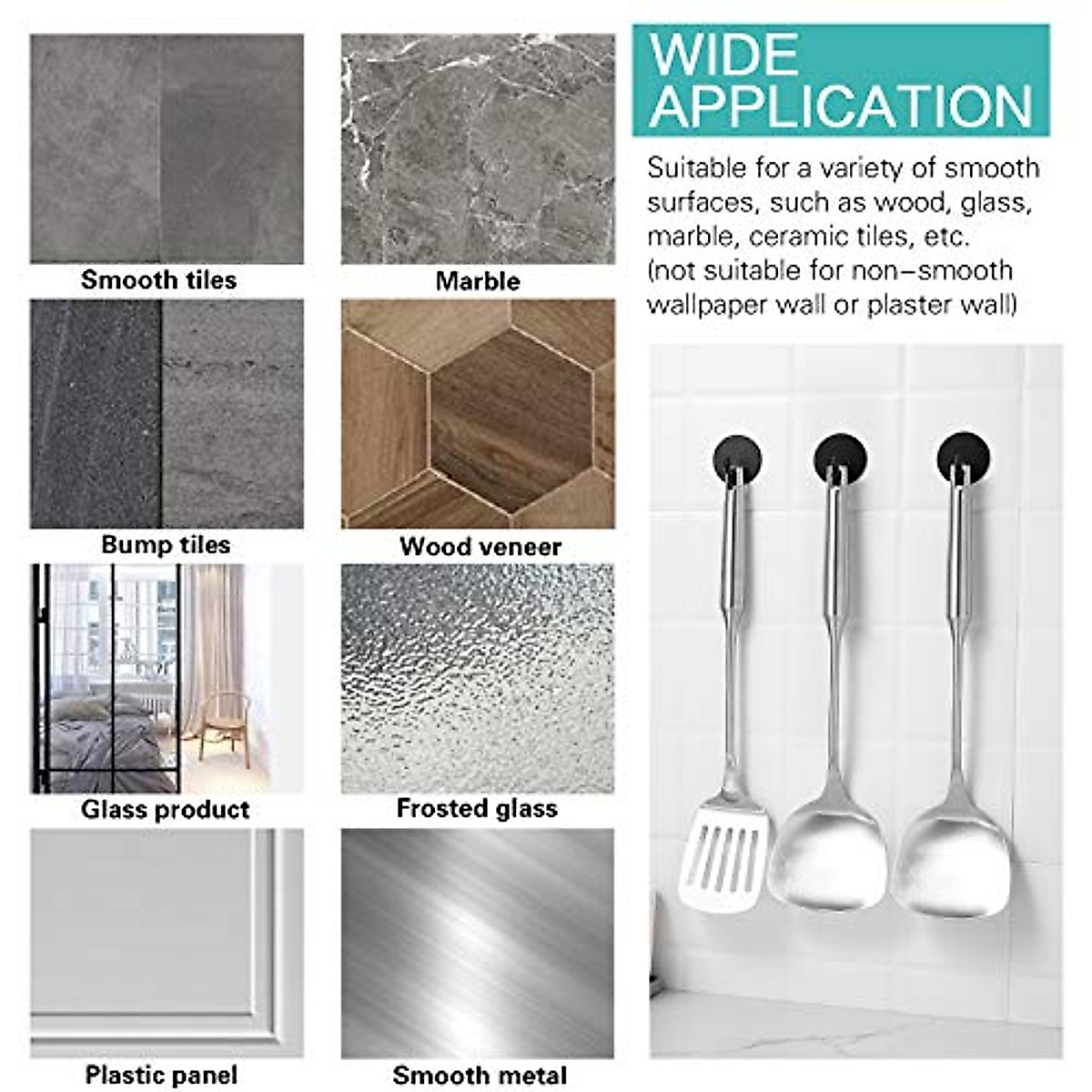 Adhesive Hooks, Sticky Hook Made of 304 Stainless Steel, Super Sticky Nail-Free Wall Hooks for Hanging Coats and Towels, 5 Packs, LIISKY(Silver)