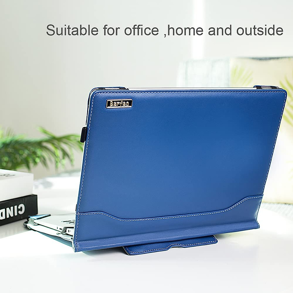 Berfea Laptop Sleeve Case Compatible with Lenovo Yoga S730/C640/C630/Yoga 6 13 AMD, 13.3 inch Protective Hard Shell, Blue with Pen Holder & Stand Function
