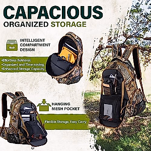 GoHimal 600D Waterproof Hunting Backpack, 30L Camo Hunting Pack with Fanny Pack for Rifle Bow Gun