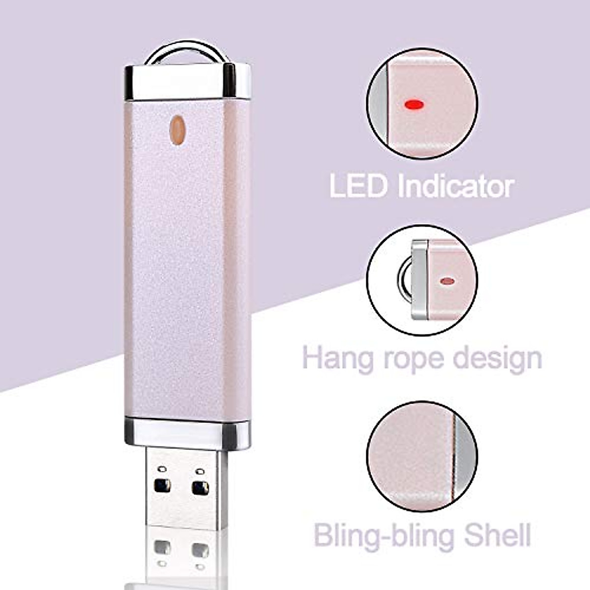 Sanfeya 5 Pack 64GB USB 2.0 Flash Drives, USB Flash Drives Memory Sticks Thumb Drives USB Sticks Pen Drives (5 Mixed Colors: Blue, Green, Pink, Purple, Yellow)