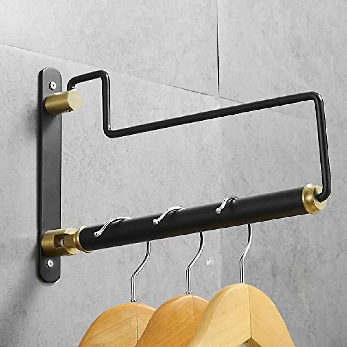 NEWRAIN Clothes Drying Rack, Laundry Racks for Drying Clothes, Wall Mounted Swing Arm Clothes Hanger for Laundry Room, Garage, Indoor & Outdoor Use,Black