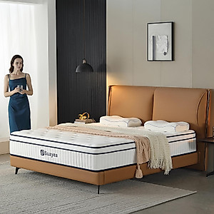 SUAYEA Queen Mattress, Queen Size Mattress in a Box, Medium Firm Matterss with Pocket Spring and Soft Foam, Ultimate Motion Isolation, Strong Edge Support, 10 Inch Queen Size Hybrid Mattress