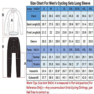 Uriah Men's Cycling Jersey and Pants Sets Long Sleeve Reflective Yellow Gold Size 5XL(CN)