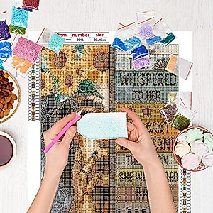 5D DIY Diamond Painting Kits for Adults&Kids, Diamond Art Paint with Round Gems Full Drill Inspirational I Am The Storm Sunflower for Home, Office, Wall Art and Entrance Decorations 12x16 Inches