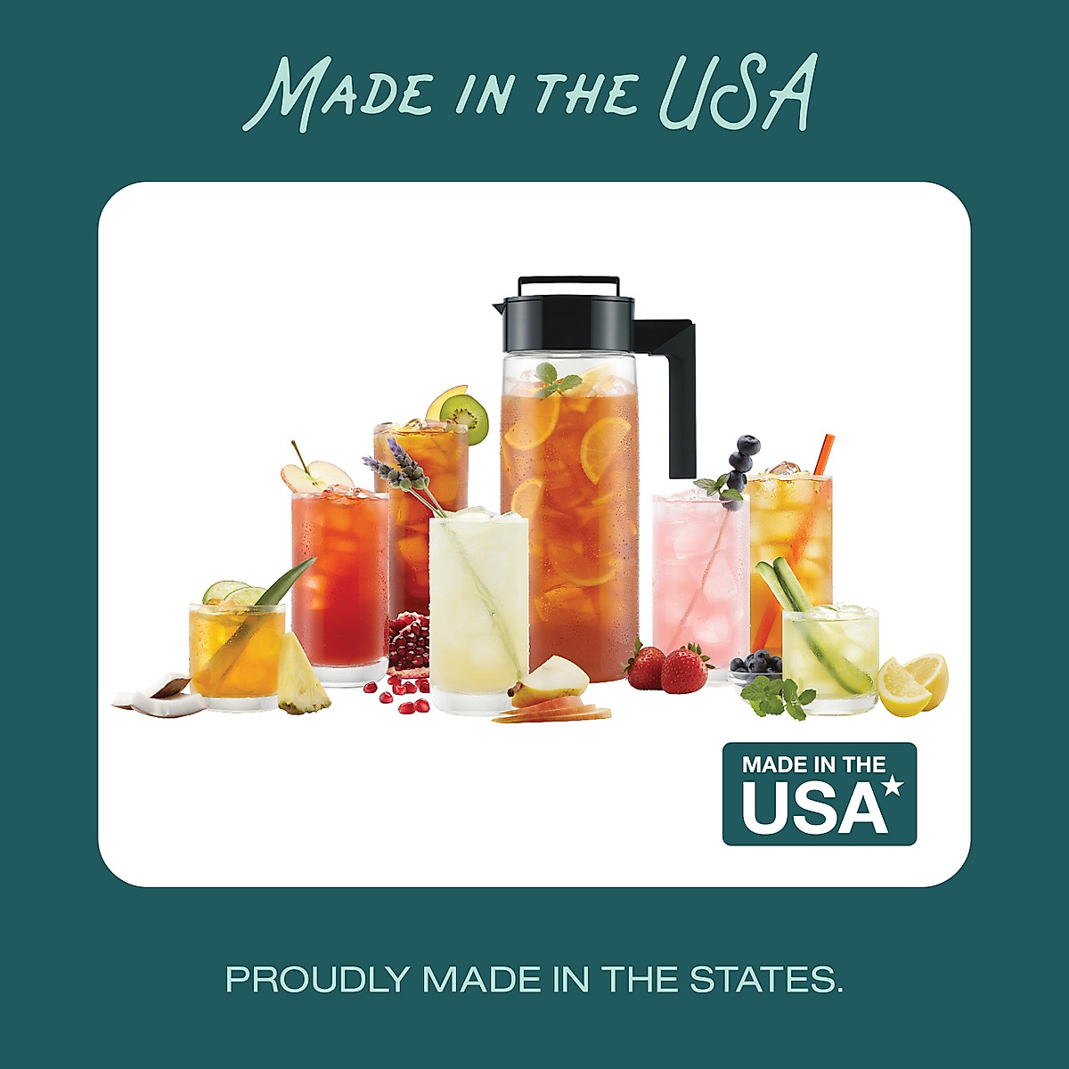 Takeya Patented and Airtight Pitcher Made in the USA, BPA Free Food Grade Tritan Plastic, 2 qt, Black