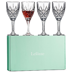 Lefonte Wine Glasses, Stemmed Wine Glasses, Glass Cups with Stem, Red Wine Glasses, Crystal Drinking Glasses, Wine Glass - Set of 4