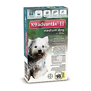 Advantix II Topical Prevention and Treatment of Ticks and Fleas for Medium Dogs 11 - 20 Lbs 2 Month