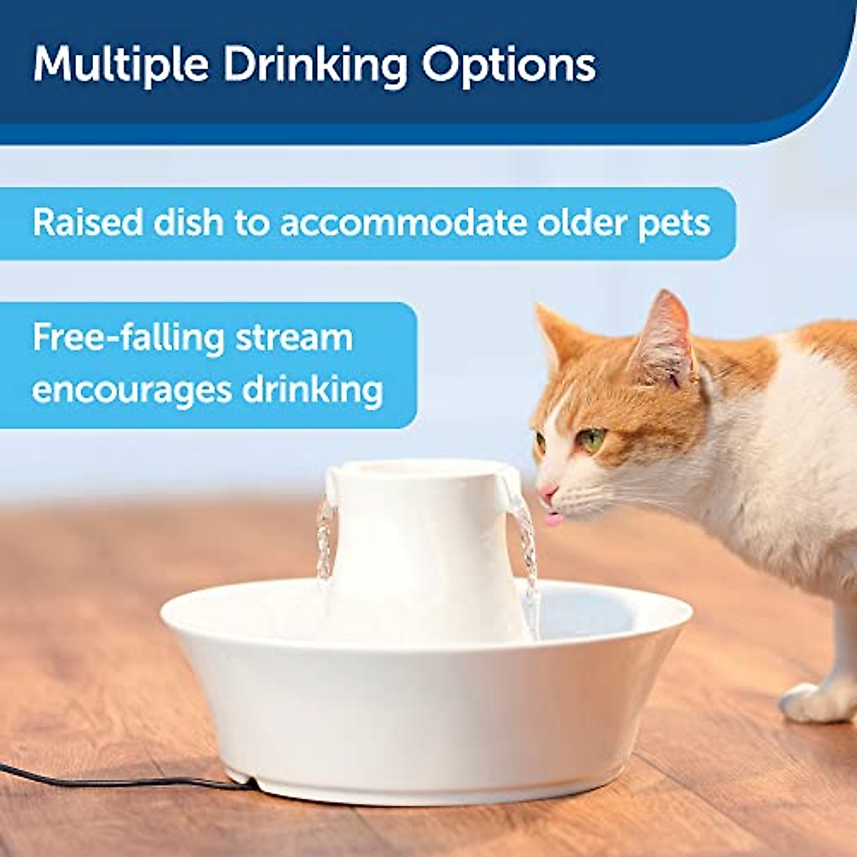 PetSafe Drinkwell Avalon Cat Water Fountain - Ceramic Water Fountain for Pets - Drinking Water Dispenser for Cats and Dogs - Fresh, Flowing 70 oz. Water Capacity - Filters Included