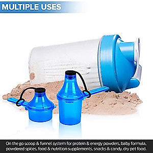 The Scoopie (3 Count, 8 Ounces Per Unit, Pink) Travel Ready Supplement Container, to Go Powder Formula Storage, Scoop and Funnel System for Baby Bottles and Water Bottles