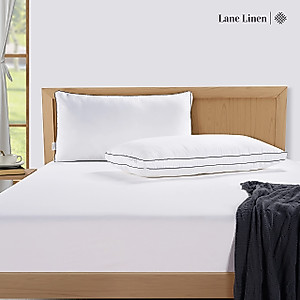 LANE LINEN Bed Pillows King Size Set of 2 (20"x36") - Soft Gusseted Pillow for Back, Stomach or Side Sleepers - Hotel Quality Down Alternative King Pillows 2 Pack - White
