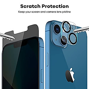 JETech Privacy Screen Protector for iPhone 13 6.1-Inch with Camera Lens Protector (Not for iPhone 13 Pro), Anti-Spy Tempered Glass Film, Easy Installation Tool, 2-Pack Each