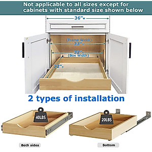WelFurGeer Pull Out Shelves for Kitchen Cabinets, Pull Out Cabinet Shelf, Pull Out Cabinet Organizer, Slide Out Wood Cabinet Organizer, Wood Rack for Kitchen, Bathroom (32" Wide)