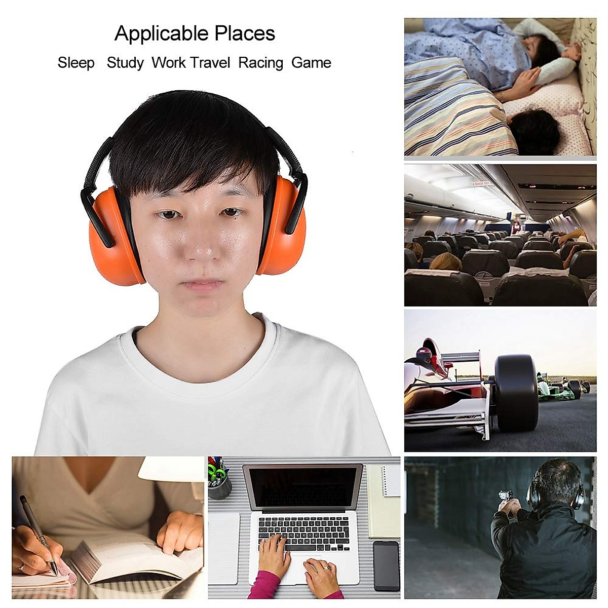 Plastic 23dB Ear Defenders, Soundproof Earmuffs, for Sleeping Air Travel Working Industrial