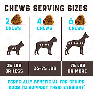 Eye Vitamins for Dogs - Dog Vision Supplement for Tear Stains, Dog Eye Care, Immune Support - Vitamin С, Carrot, Fish Oil, Lutein - 180 Soft Chews with Duck Flavor - for All Breeds and Ages