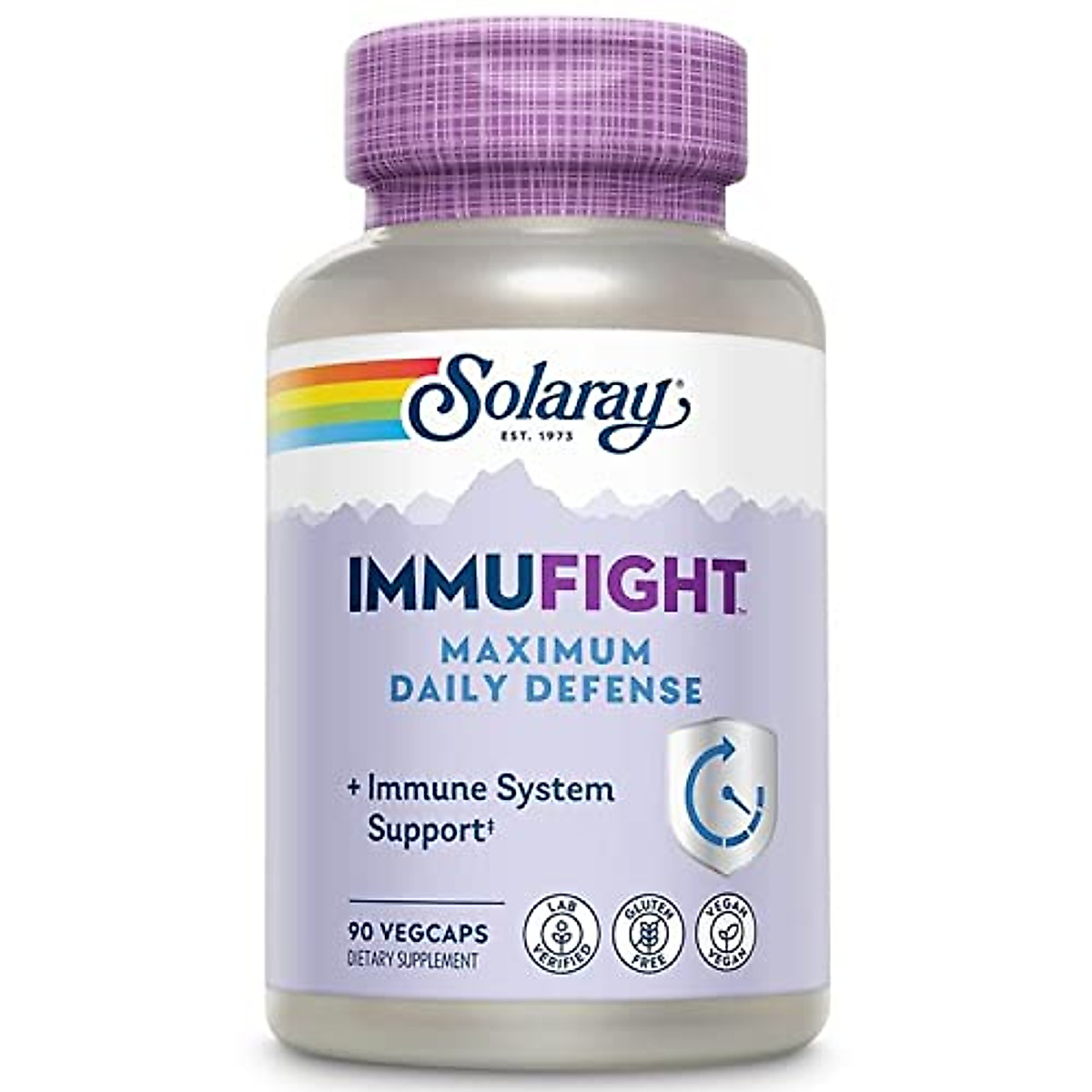 SOLARAY Immufight Maximum Daily Defense, All Day Immune Support, Vitamin C, Vitamin D, Zinc, Probiotics, Monolaurin, Acerola & More, Vegan & Gluten Free, 60 Day Guarantee, 30 Servings, 90 VegCaps