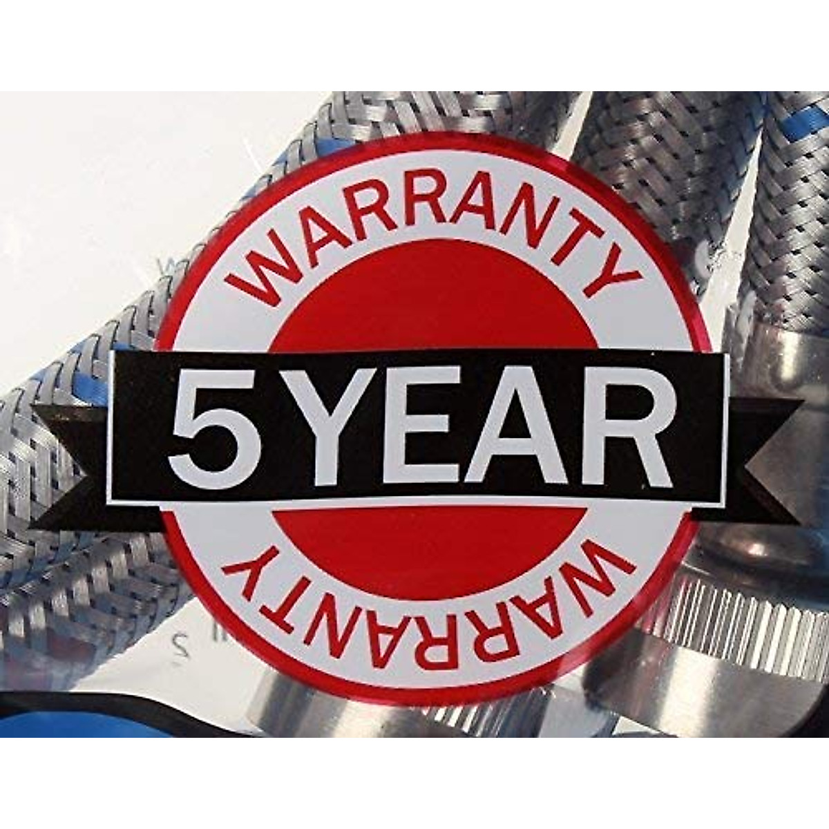 Premium Stainless Steel Washing Machine Hoses with 90 Degree Elbow, 6 Ft Burst Proof (2 Pack) Red and Blue Striped Water Connection Inlet Supply Lines