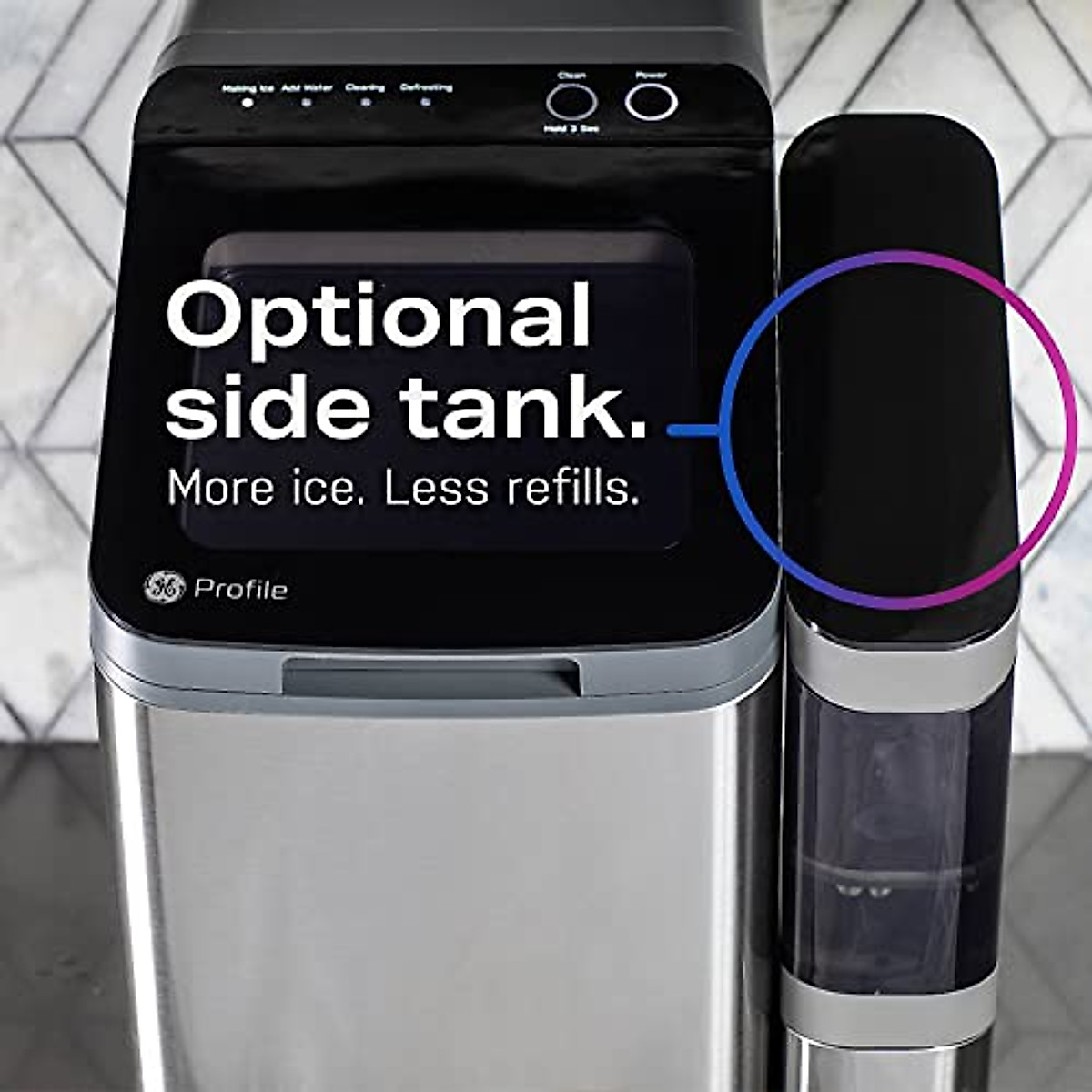 GE Profile Opal 1.0 Nugget Ice Maker| Countertop Pebble Ice Maker | Portable Ice Machine Makes up to 34 lbs. of Ice Per Day | Stainless Steel Finish