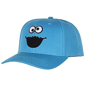 Sesame Street Cookie Monster Mens' Snapback Hat Adult Precurve Adjustable Cap | Perfect for Everyday Wear Blue