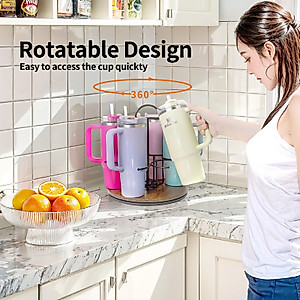 Water Bottle Organizer for Stanley 20 30 40oz Tumbler with Handle, Rotating Stanley Cup Organizer Holder, Bottle Kitchen Cabinet Organizer and Storage for Stanley Simple Modern Owala Yeti, Wine Rack