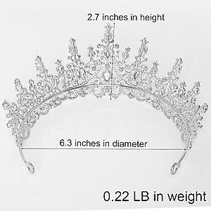 Trnerm Crystal Wedding Crown for Women, Silver Queen Princess Crown, Rhinestone Tiara for Women, Hair Accessories for Quinceanera Pageant Prom Birthday Halloween Cosplay