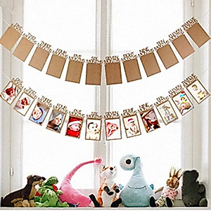 1st Birthday Baby Photo Banner for Newborn to 12 Months, Monthly Milestone Photograph Bunting Garland, First Birthday Celebration Decoration (Kraft)