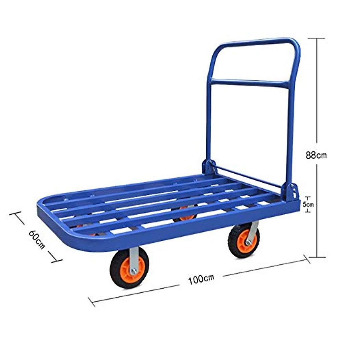 Teerwere Portable Folding Handcart Portable Folding Hand Trolley 360° Rotating Cart for Luggage Personal Travel Shopping Auto Moving Multi Function Folding Handcart (Color : Blue, Size : 120X65CM)