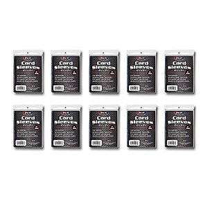 BCW Standard Card Sleeves - Penny Sleeves 2 5/8 x 3 5/8 | 1000 Clear Trading Card Sleeves | Card Protector Sleeves for Baseball, Sports & Trading Cards | 10 Packs of 100 Each