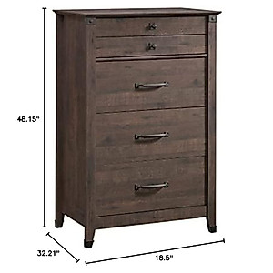 Sauder Carson Forge 4-Drawer Chest, Coffee Oak finish