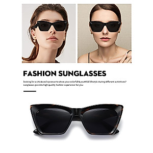 MASDUN Retro Square Cateye Sunglasses for Women Men Trendy Designer shades party dress up sunglasses (Black - Dark leopard print)