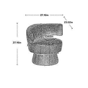 i-POOK 360 Degree Swivel Accent Chair, Upholstered Round Armchairs with 21.65" Deep Seat, Comfy Barrel Chair Club Chair for Living Room, Reading Room, Yellow