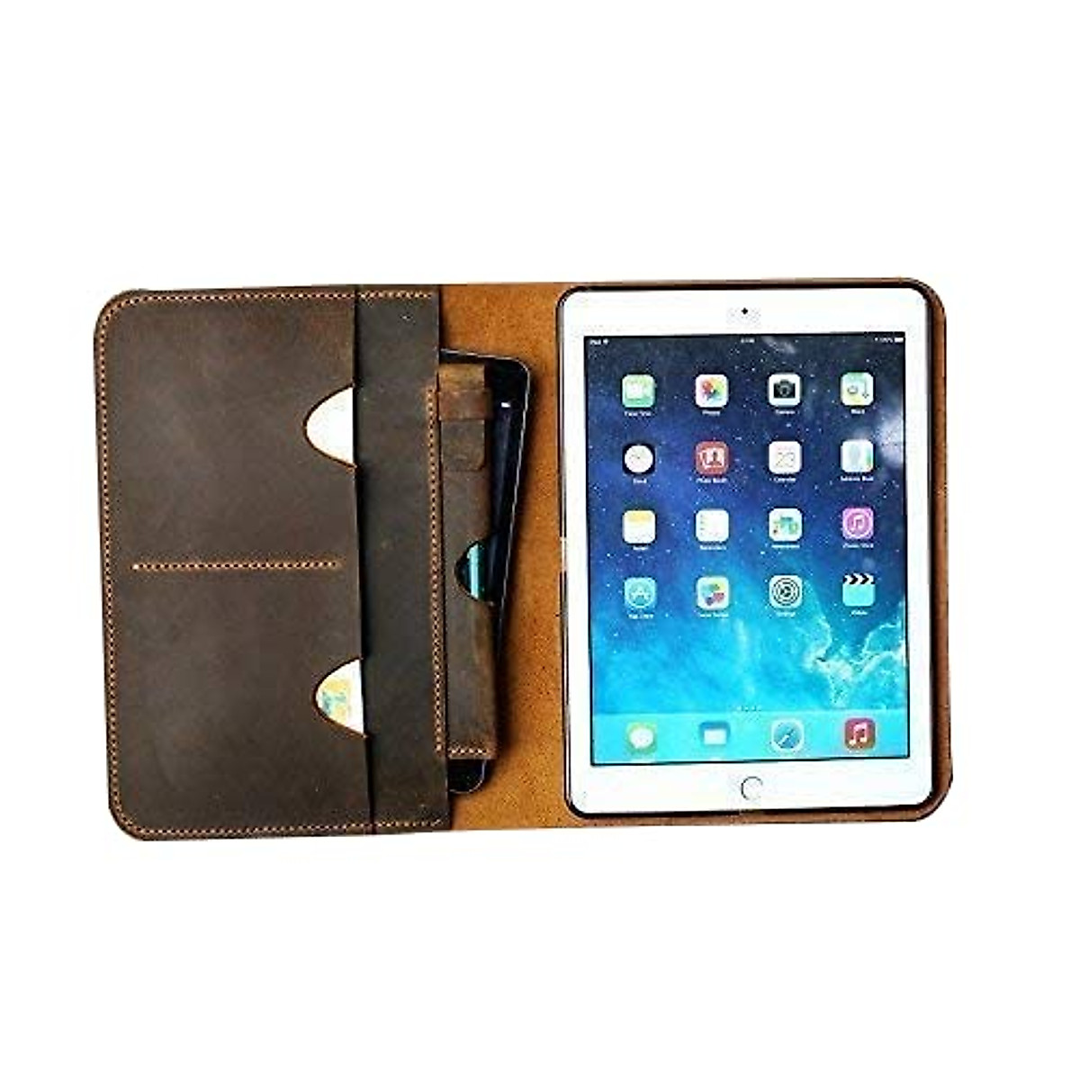 Personalized distressed leather iPad cover case for iPad Pro 9.7 11 12.9 Leather iPad portfolio case for 2019 iPad Air 10.5 inch IDP97SPNC
