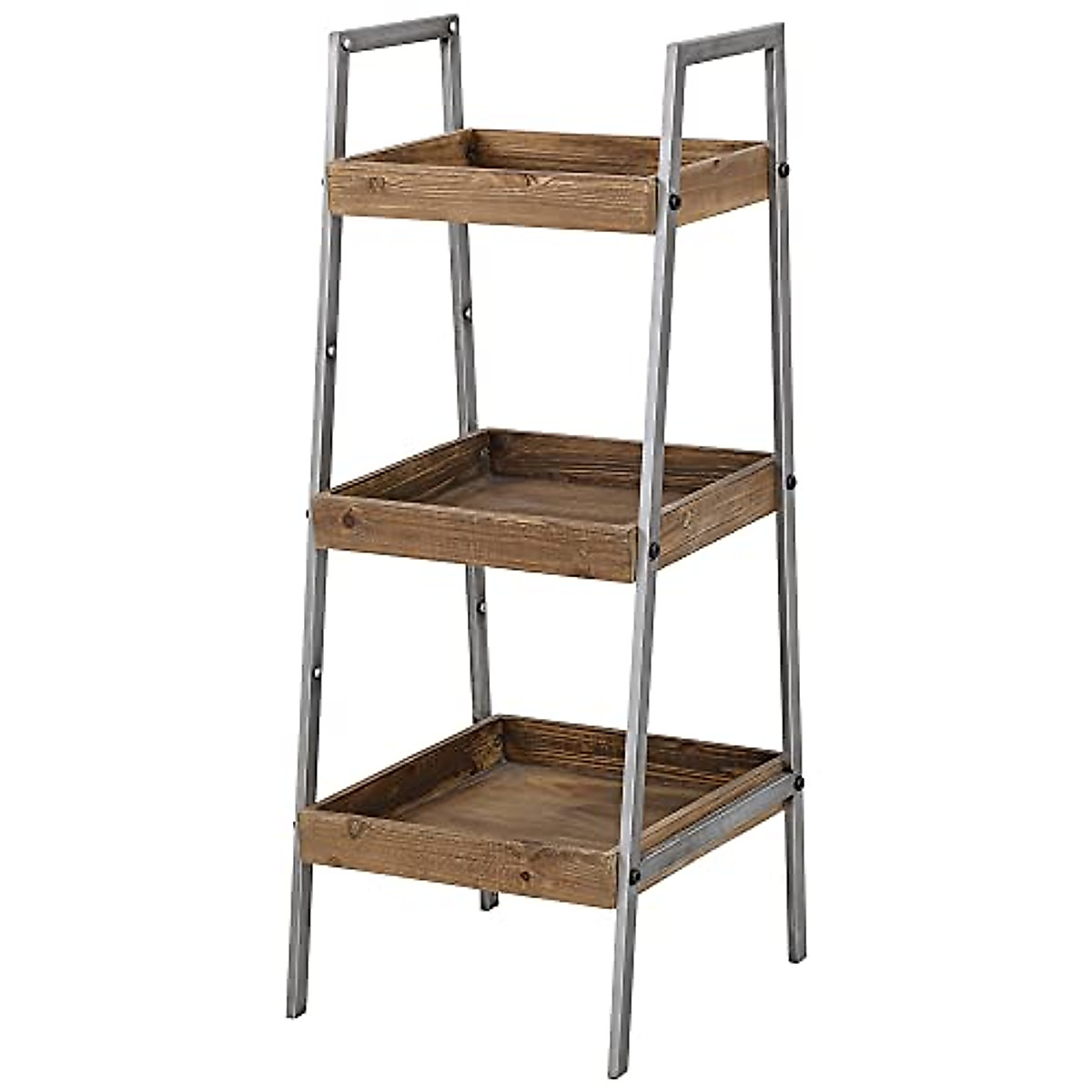 FirsTime & Co. Silver and Brown Garner 3-Tier Storage Shelf for Living Room, Bedroom, Bathroom, Kitchen, Home Office, Metal and Wood, Farmhouse, 13.5 x 13.5 x 34 inches