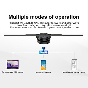 Large 3D Holographic Projector 3D Hologram Fan, LED Hologram Fan Advertising Display Machine 3D Desktop Stereo Display with Audio for Christmas Halloween Party Home Decor 41.5cm/16.3inch