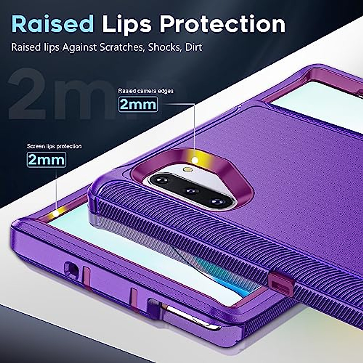 LeYi for Samsung Galaxy Note 10 Case: Note 10 Case [Not for Plus/+] Upgrade 3-in-1 Full Body Shockproof Rubber Outer Cover Heavy Duty Tough Rugged Dustproof Defender Case Note 10, Rose Red/Purple