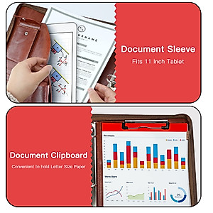 Zippered Portfolio Organizer, WRIYES Leather Padfolio with 3 Ring Binder, Professional Business Binder, Organizer for IPad/Document, Phone & Business Cards, Office Gifts for Men or Women (Brown)