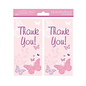 The Home Fusion Company 16 x Girls Butterfly Design Party Thank You Cards