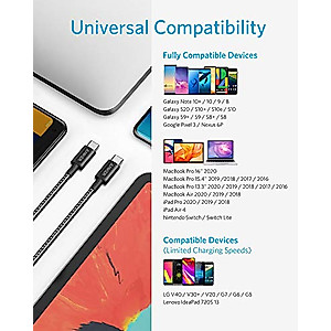 Anker New Nylon USB C to USB C Cable 100W 10ft, USB 2.0 Type C Charging Cable Fast Charge & 45W USB C Super Fast Charger, 313 Charger, Ace Foldable PPS Fast Charger Supports Super Fast Charging