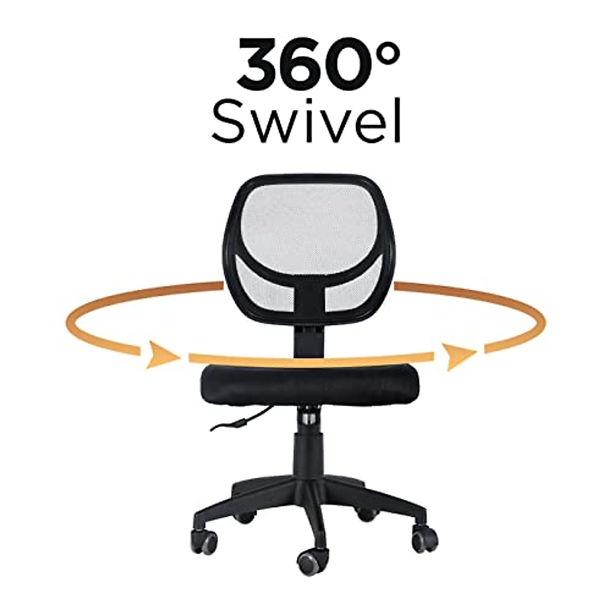 Comfty Fabric Seat and Nylon Base Mesh Back Swivel Task Chair, Black
