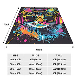 Cat Blanket Cool Cat Fleece Throw Blanket Super Soft Warm Cozy Fuzzy Plush Cats Blanket Gifts for Girls Boys Kids Room Decor 40"X50"