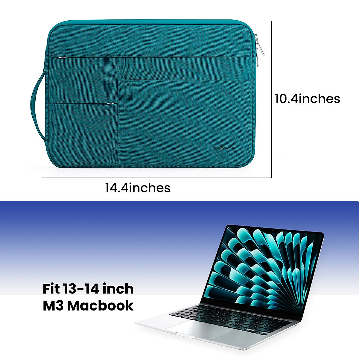Omnpak for 13.6 inch MacBook Air Case Sleeve Compatible with MacBook Air 13.6 M3/M2/M1,MacBook Pro 13 M2/M1,14 inch MacBook Pro (M3/M2/M1 Pro/Max),Water Repellent Laptop Case with Handle