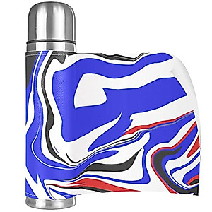 Stainless Steel Leather Vacuum Insulated Mug Abstract Texture Thermos Water Bottle for Hot and Cold Drinks Kids Adults 16 Oz