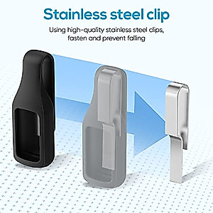 lepmok Clip Holder Accessory for Fitbit Charge 5, 2-Pack (Midnight Blue/Black)