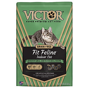 Victor Super Premium Cat Food – Grain Free Fit Feline - Dry Cat Food for Indoor Cats - for All Breeds and All Life Stages from Kitten to Adult, 5lb
