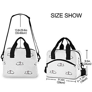 Sinestour Insulated Lunch Bag Reusable Cooler - Cute Bull Terrier Puppy Lunch Box Adjustable Shoulder Strap for School Office Picnic Adults Men Women