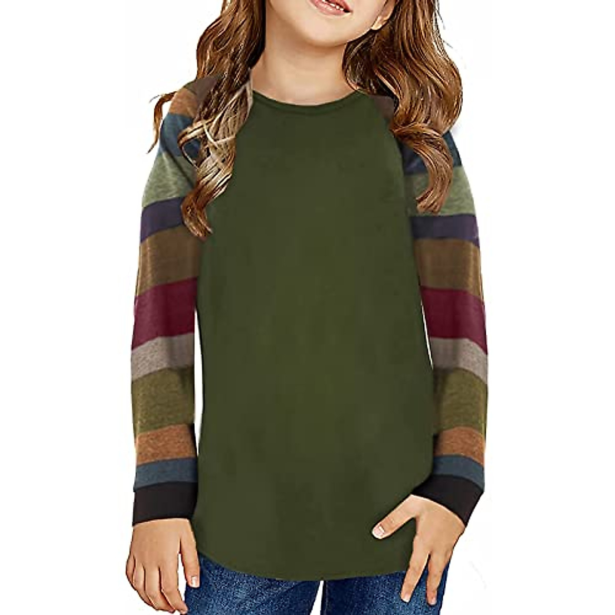 Baby Long Sleeve Shirts Infant Toddler Tshirt Ribbed Cotton Basic Round Neck Solid Sweatshirt Tee Shirt 1-Year-Old Pullover Green